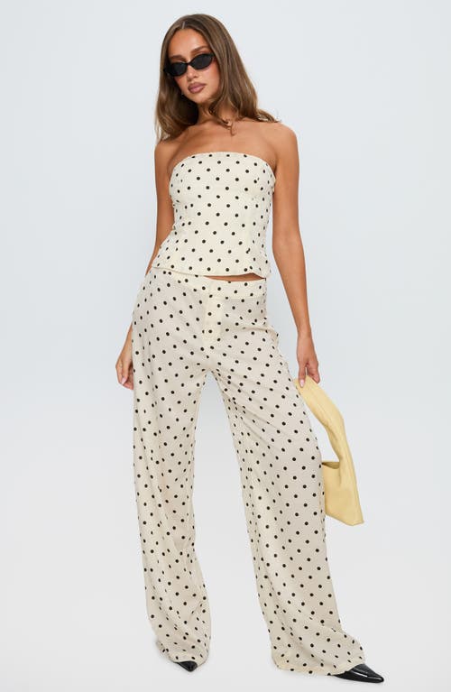 PRINCESS POLLY Polka Dot Strapless Top & Wide Leg Pants Set